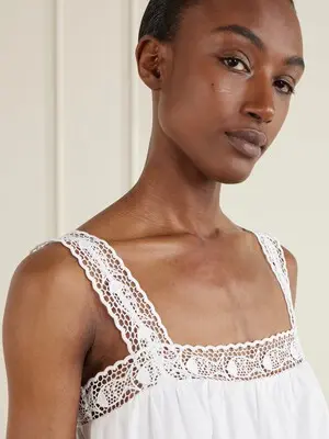 Staud Mariella Cotton-blend Mini Dress With Lace Trim
