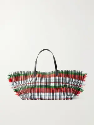 Staud Christos Raffia Fringed Tote - Red