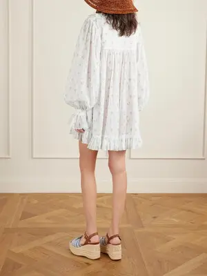 Chloé Ruffled Floral-print Cotton-voile Mini Dress