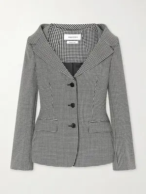 Alexander McQueen Gingham Wool Blazer With Exaggerated Lapels - Gray