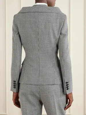 Alexander McQueen Gingham Wool Blazer With Exaggerated Lapels - Gray