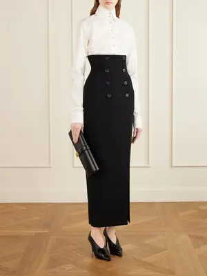 Khaite Luiza Crepe Midi Skirt