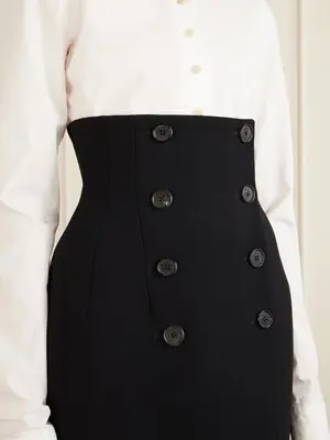 Khaite Luiza Crepe Midi Skirt