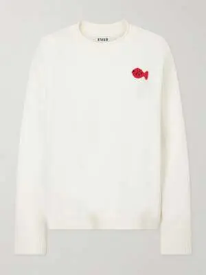 Staud Giada Embroidered Crewneck Sweater - Cream