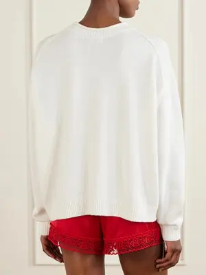 Staud Giada Embroidered Crewneck Sweater - Neutrals
