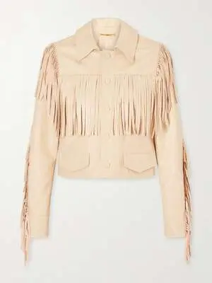 Chloé Fringed Leather Jacket - Blush