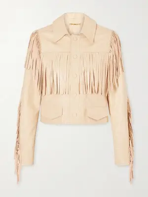 Chloé Fringed Leather Jacket - Pink