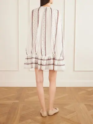 LIBEROWE Isla Printed Gathered Silk-chiffon Mini Dress