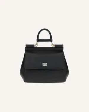 Dolce & Gabbana Textured Leather Top Handle Bag - Black