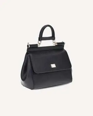 Dolce & Gabbana Textured Leather Top Handle Bag - Black