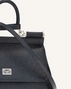 Dolce & Gabbana Textured Leather Top Handle Bag - Black