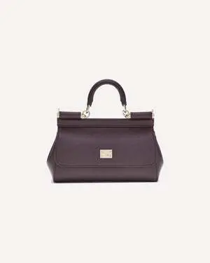 Dolce & Gabbana Sicily Small Leather Handbag - Purple