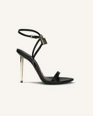 TOM FORD Padlock Pointy Naked Heeled Sandals - Black