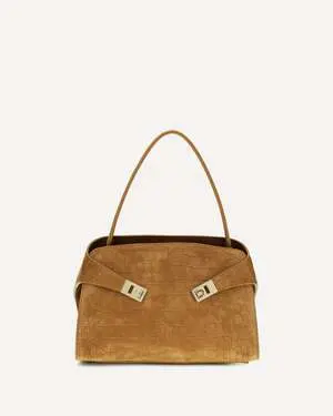 FERRAGAMO Medium Hug Soft Shoulder Bag - Beige