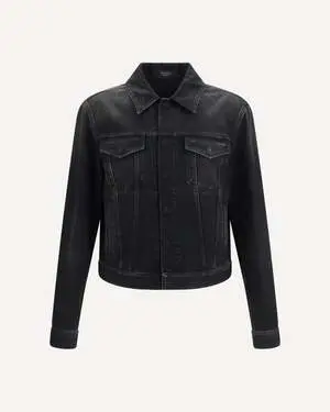 Gucci Denim Jacket With Gg Jacquard And Web Detail - Blue