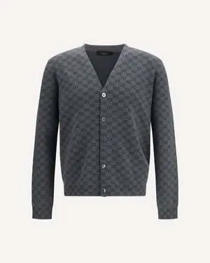 Gucci Silk And Wool Gg Print Cardigan - Grey