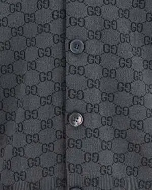 Gucci Silk And Wool Gg Print Cardigan - Grey