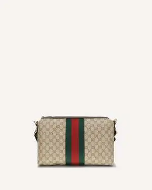 Gucci Medium Gg Shoulder Bag With Web Stripe - Beige
