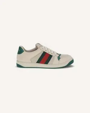 Gucci Screener Sneakers With Web Stripe Detail - Beige