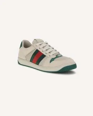 Gucci Screener Sneakers With Web Stripe Detail - Beige