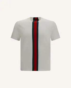 Gucci Cotton Knit T-shirt With Web Intarsia Ale