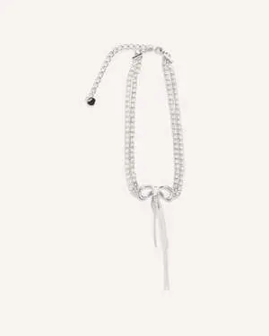SELF-PORTRAIT Crystal Double Bow Choker Necklace
