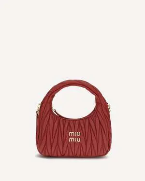 Miu Miu Quilted Matelassé Leather Hobo Handbag