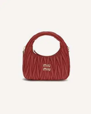 Miu Miu Quilted Matelassé Leather Hobo Handbag