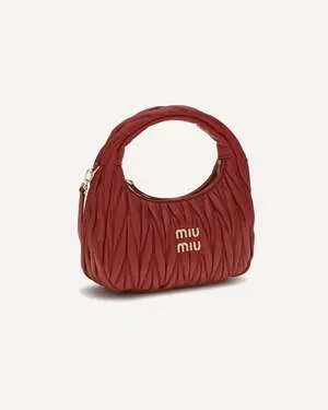 Miu Miu Quilted Matelassé Leather Hobo Handbag