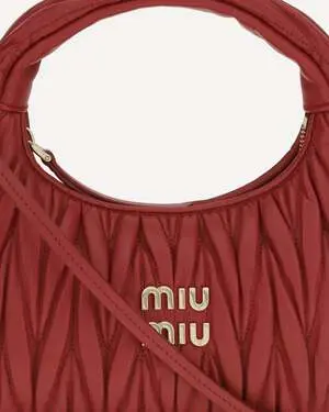 Miu Miu Quilted Matelassé Leather Hobo Handbag