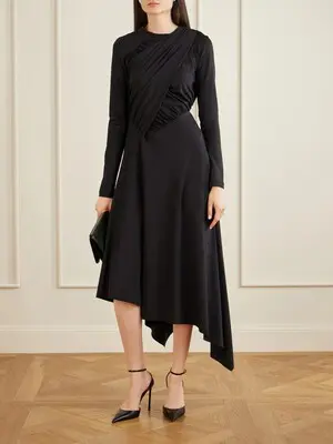 Victoria Beckham Gathered Crepe Midi Dress