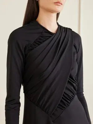 Victoria Beckham Gathered Crepe Midi Dress