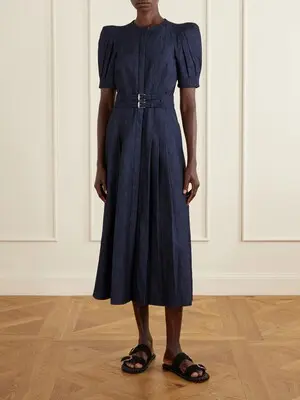 Gabriela Hearst Patricia Belted Denim Midi Dress - Blue