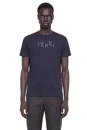 Fendi Logo Cotton T-shirt - Blue