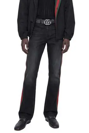 Gucci Flared 5 Pocket Jeans With Web - Black