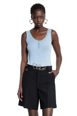 Chloé Tank Top In Wool Knit - Blue