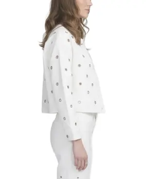 ELLE COLLECTION Grommet Embellished Jacket - Ivory