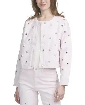 ELLE COLLECTION Grommet Embellished Jacket - Pink
