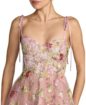Mac Duggal Embellished Floral Tulle Ball Gown