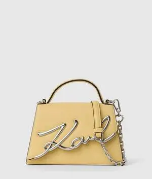 Karl Lagerfeld Karl Lagerfeld K/Signature Small Crossbody Bag In Black Leather With Gold-Tone Hardware Sunlight
