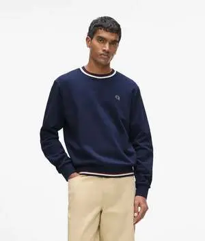 Karl Lagerfeld Crewneck Sweatshirt With Nautical Stripe Detail - Medieval Blue
