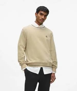 Karl Lagerfeld Crewneck Sweatshirt With Nautical Stripe Detail - Twill