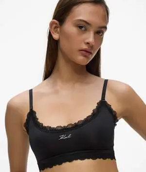 Karl Lagerfeld Signature Lace Trim Bralette