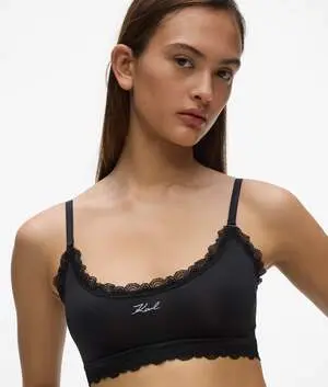 Karl Lagerfeld Signature Lace Trim Bralette