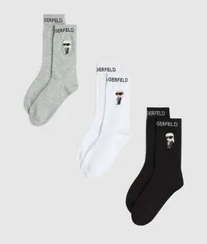 Karl Lagerfeld Ikon Socks 3-pack - Black/white/grey