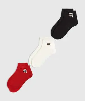 Karl Lagerfeld Ikon Short Socks 3-pack - Ribbon Red