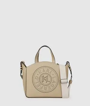 Karl Lagerfeld K/circle Perforated Small Tote Bag - Safari