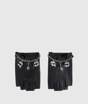 Karl Lagerfeld Ikon Charms Fingerless Gloves - Black