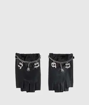 Karl Lagerfeld Ikon Charms Fingerless Gloves - Black