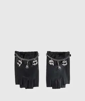 Karl Lagerfeld Ikon Charms Fingerless Gloves - Black